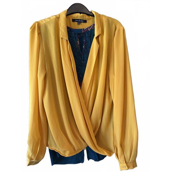 Strut & Bolt | Tops | Strut Bolt Womens Yellow Wrap Blouse | Poshmark